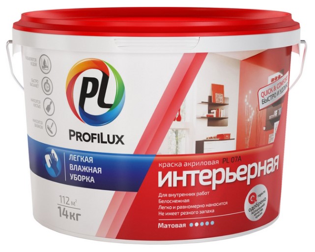 Краска ВД Profilux PL-07А акриловая интерьерная супербелая 7кг купить в ...