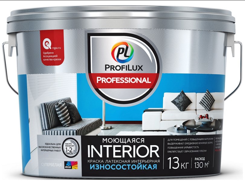 Краска ВД Profilux Professional INTERIOR Моющаяся латексная для стен и ...